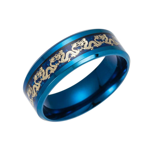 Lucky Chinese Dragon Inlay Ring