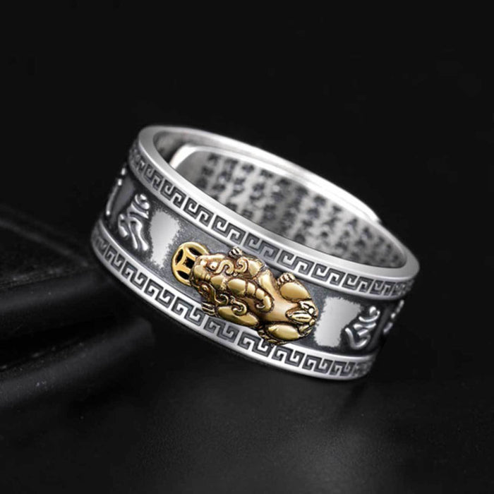 Mantra Engraved Pixui Feng Shui Ring for Wealth & Protection